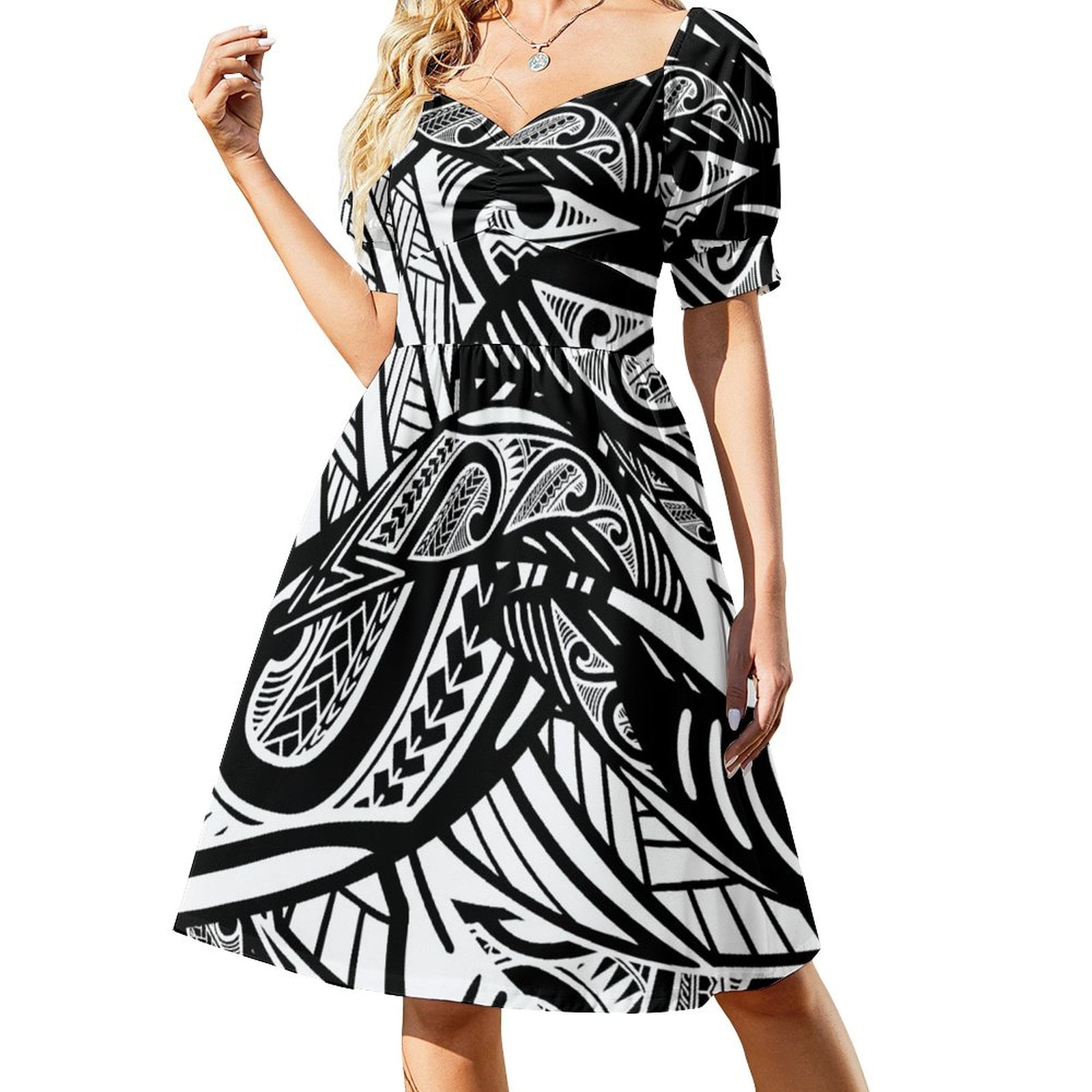 Black And White Poly Print Dress women party dresses dress women summer ...