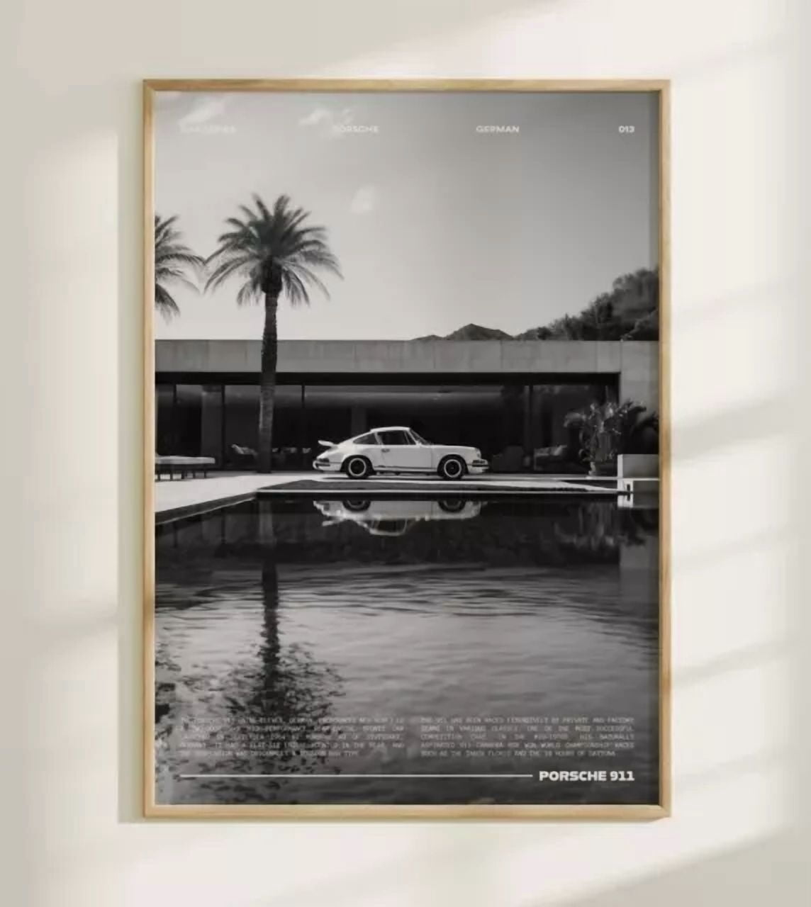Black And White Porsche 911 By The Pool Vintage Porsche Print POSTER ...