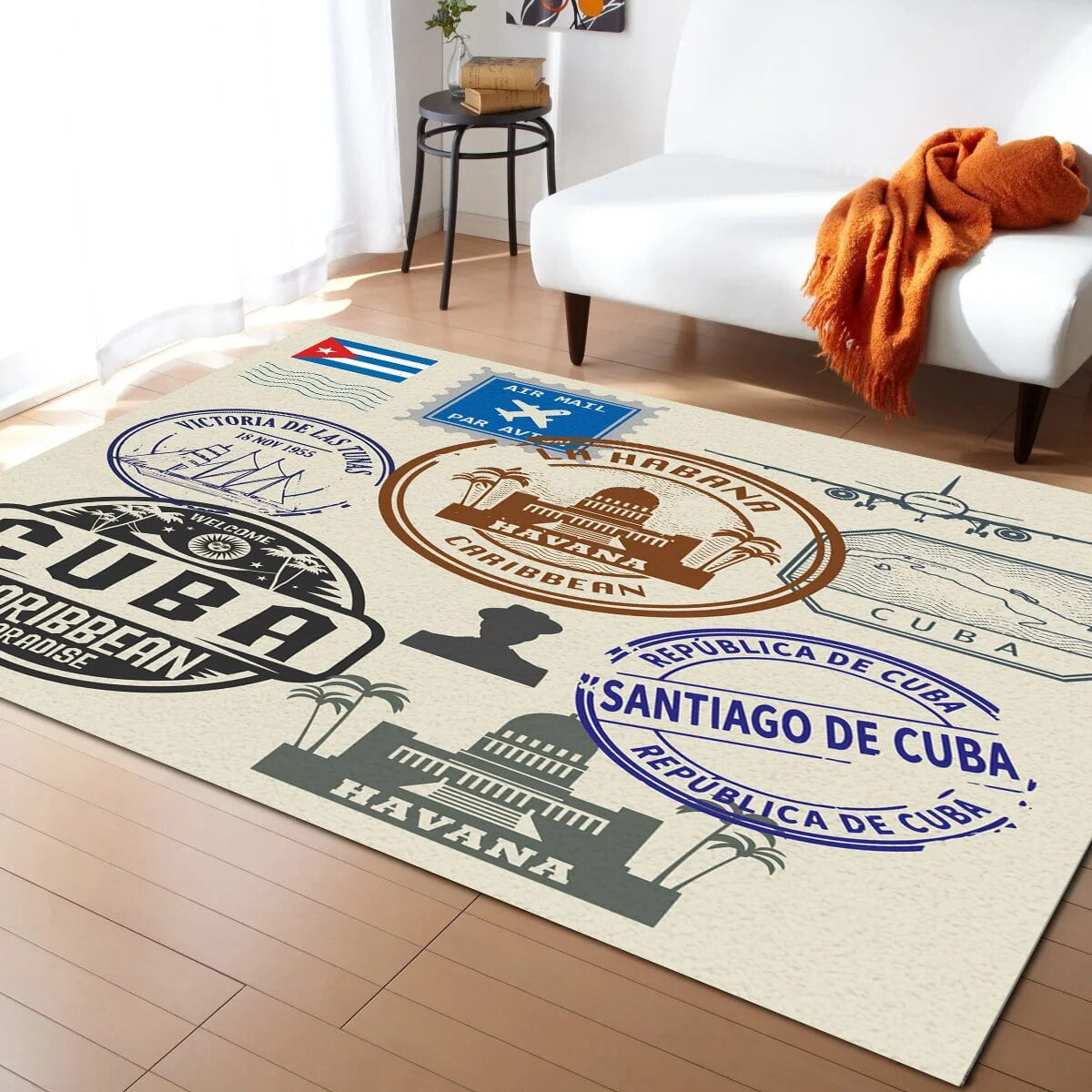 Black And White Retro Clouds Airplane Carpets for Living Room Home ...