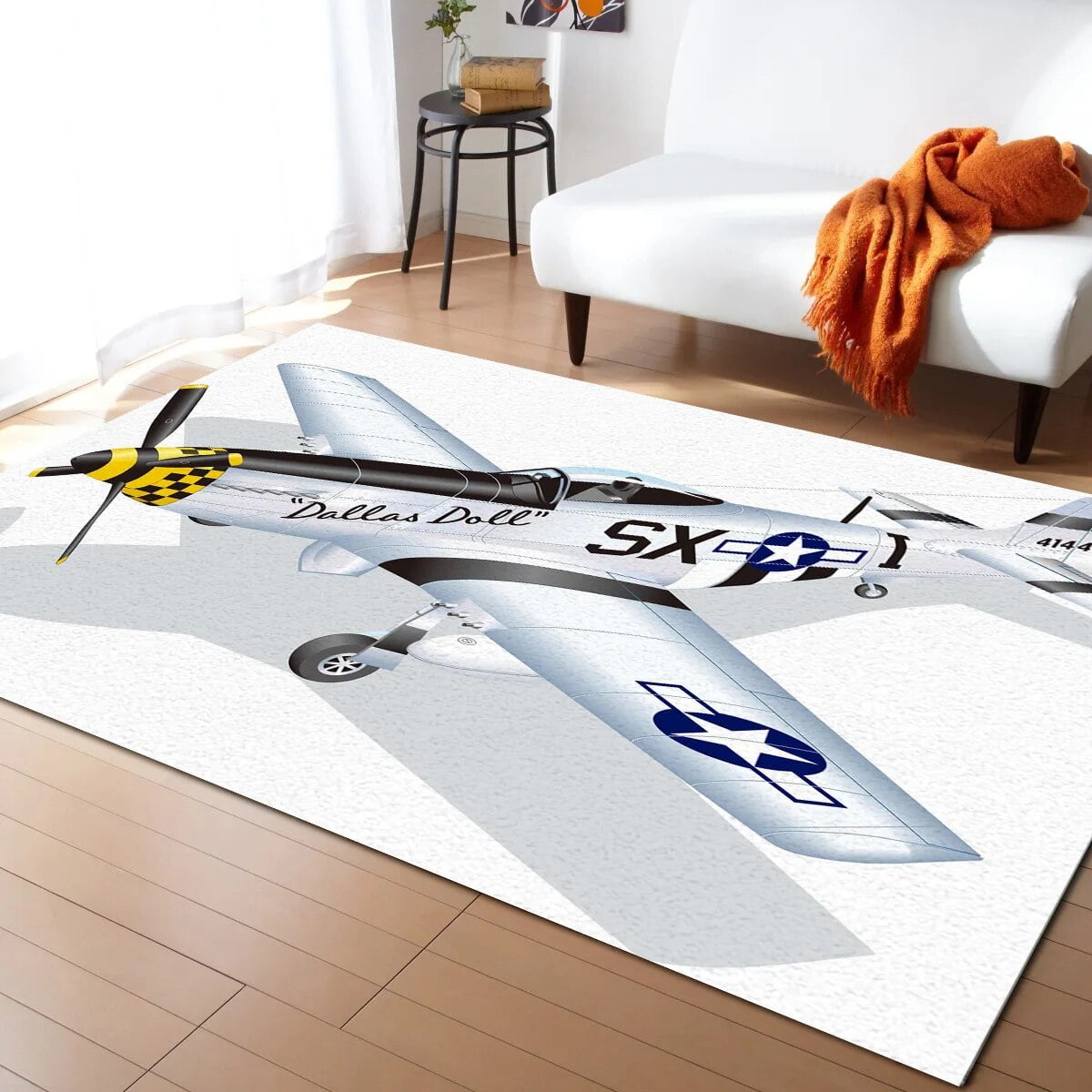 Black And White Retro Clouds Airplane Carpets for Living Room Home ...
