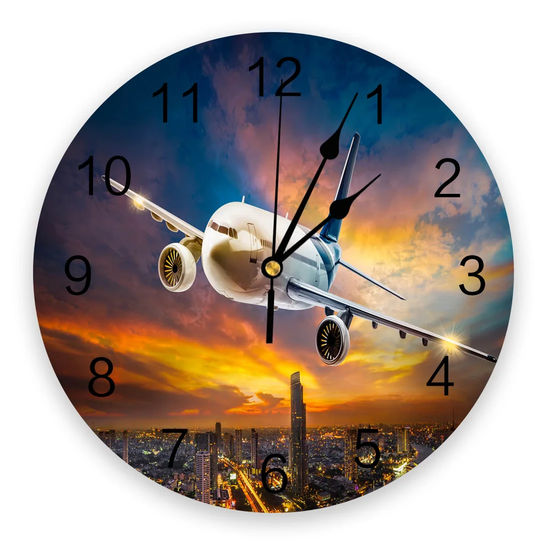 Black And White Retro Clouds Airplane Wall Clock Living Room Decoration ...