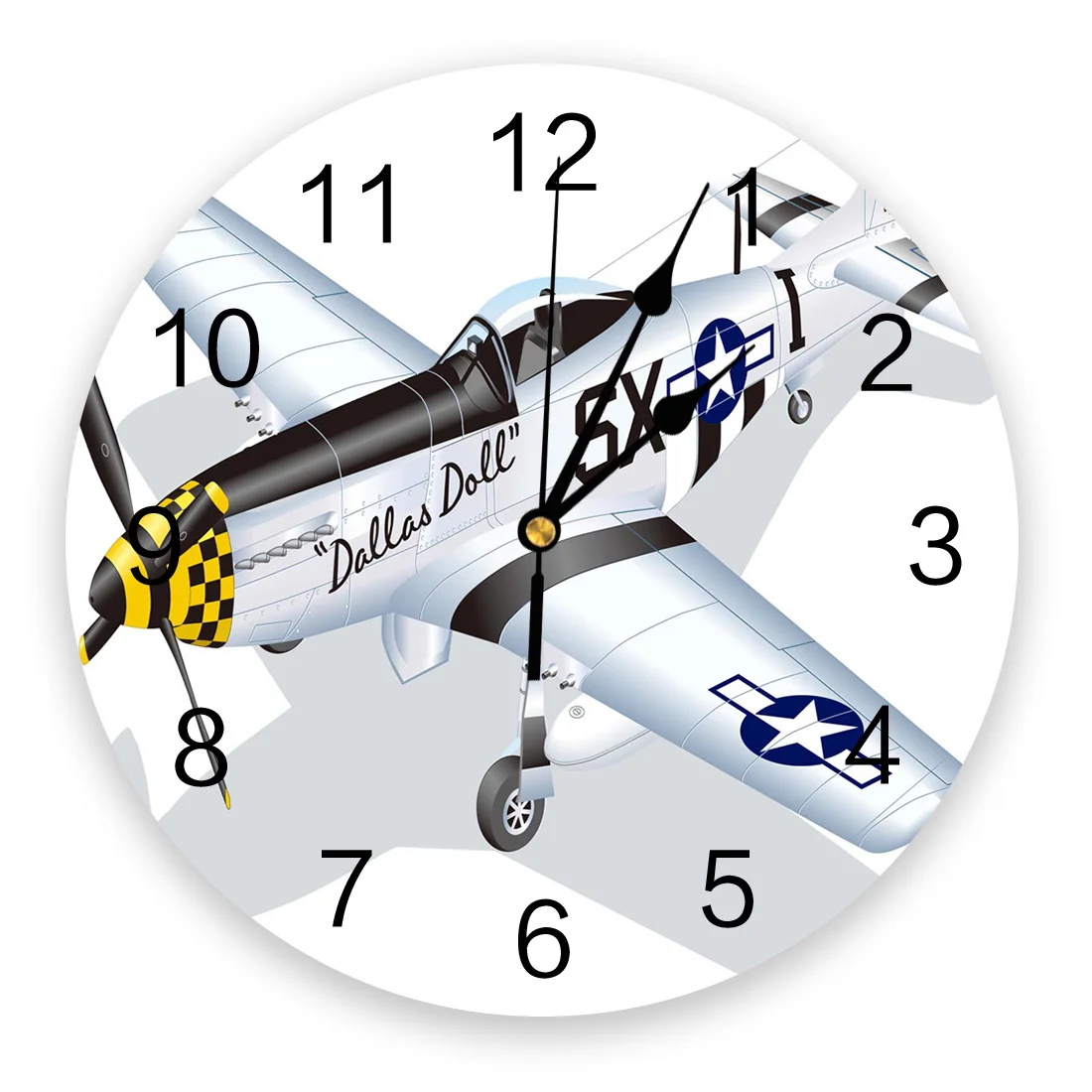 Black And White Retro Clouds Airplane Wall Clock Living Room Decoration ...