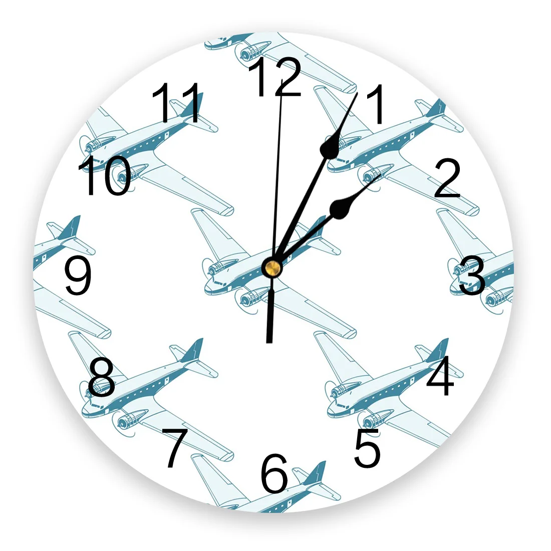 Black And White Retro Clouds Airplane Wall Clock Living Room Decoration ...