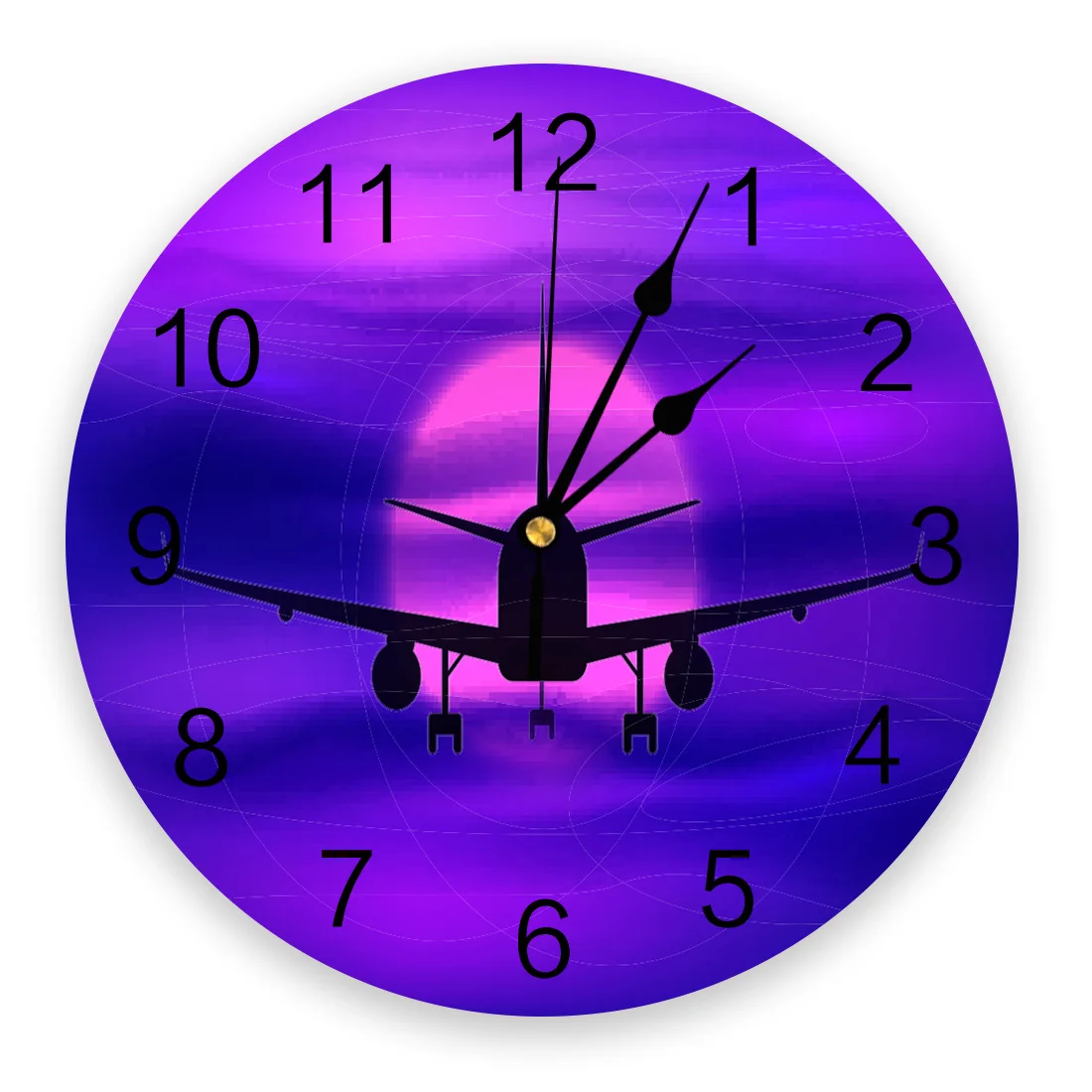 Black And White Retro Clouds Airplane Wall Clock Living Room Decoration ...