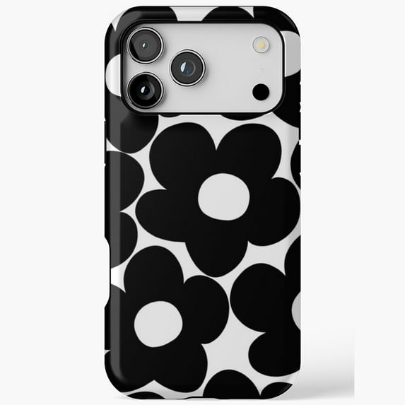 Black And White Retro Daisies Art Design iPhone Case 11 through 17 Pro ...