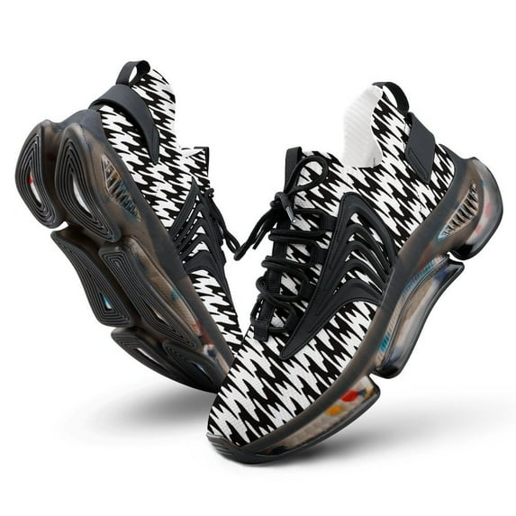 Black And White Ripple Walking Shoes for Men Woman Lightweight Tennis ...