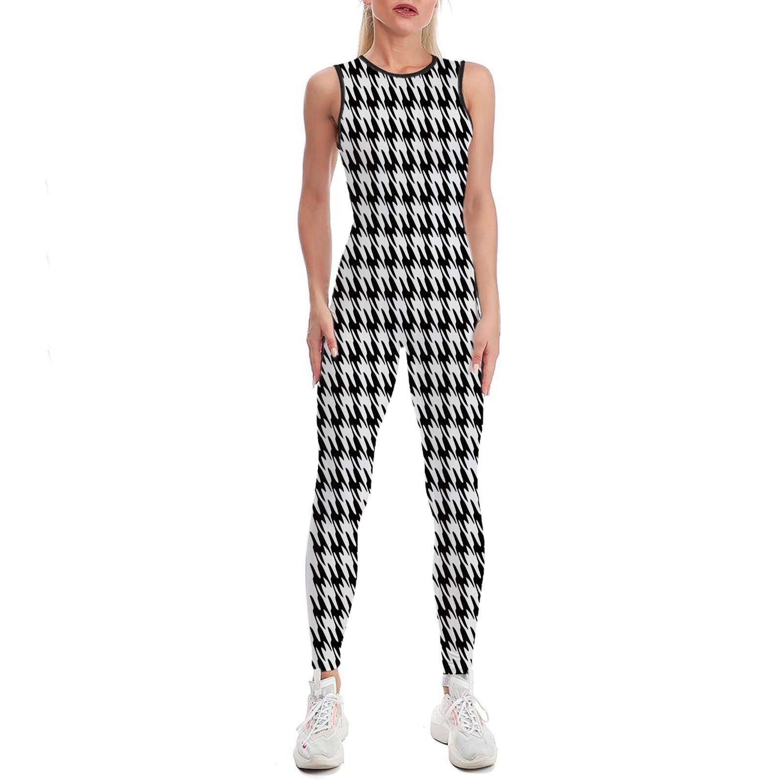 Black And White Ripple Women's One Piece Yoga Jumpsuits Leggings ...