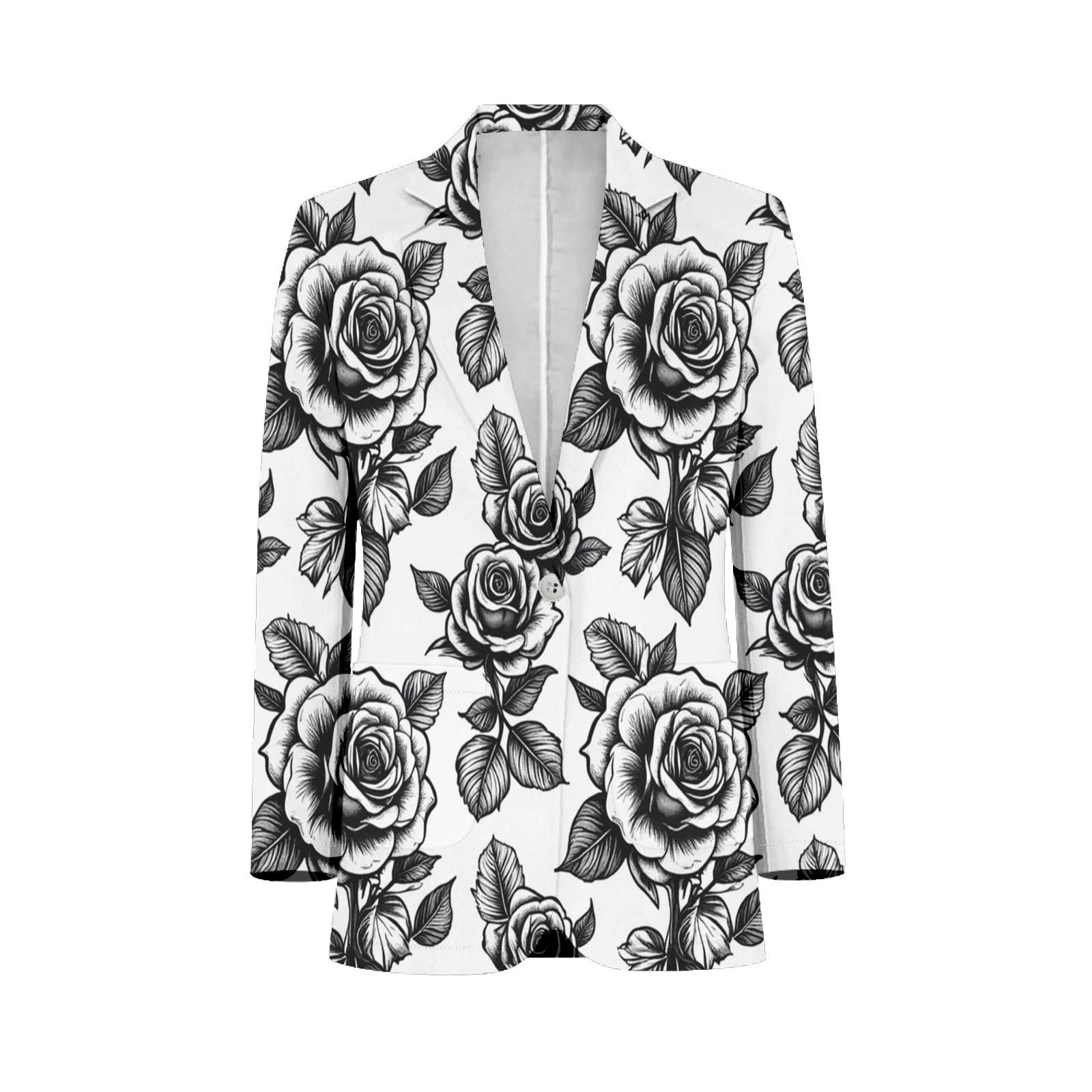 Black And White Rose Pattern Mens Suits Shawl Collar Slim Fit Suit Mens ...