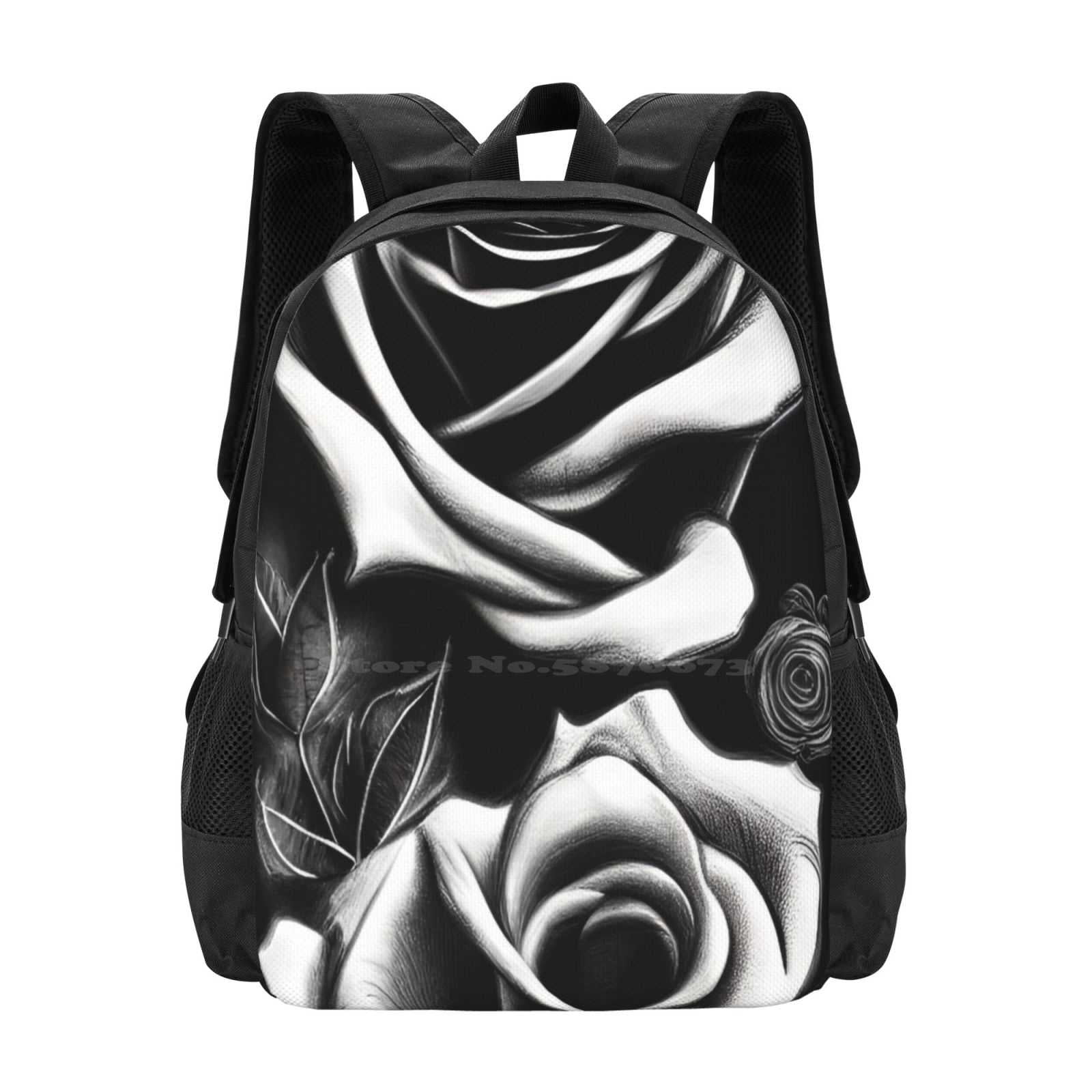 Black And White Roses Fashion Pattern Design Travel Laptop School ...