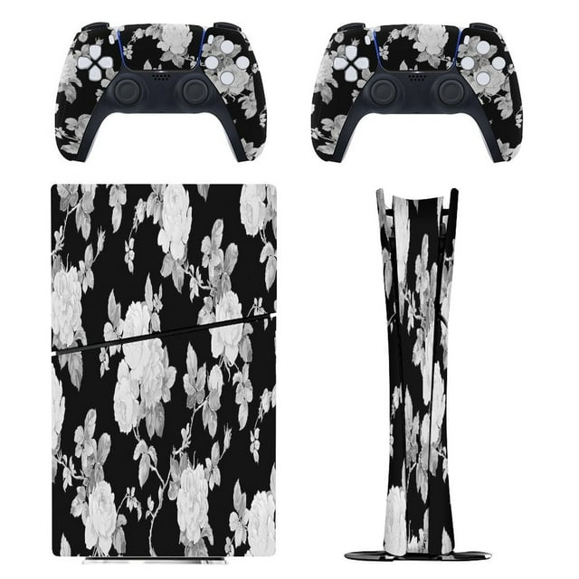 Black And White Roses PS5/PS5 Pro/PS5 Slim Digital Disc Skin Sticker ...