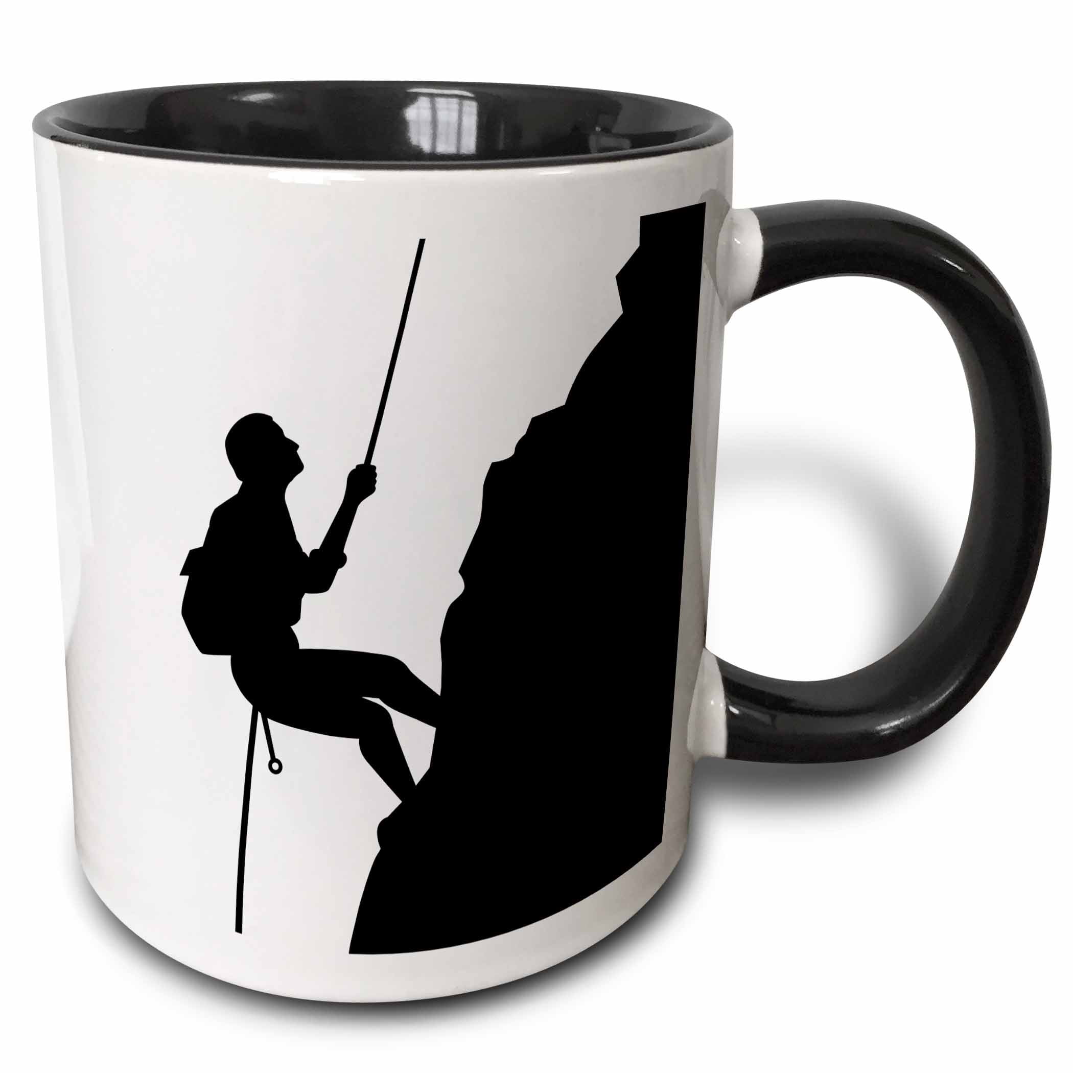 3drose, Black and White Silhouette of Rock Climber- Mountain Climber ...