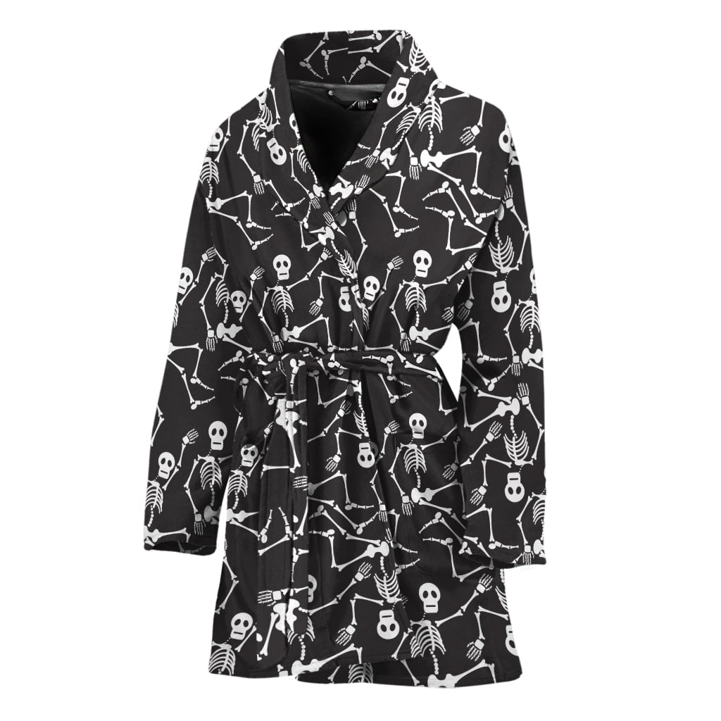 Black And White Skeleton Pattern Women Bathrobe One Size Univeral Fits ...