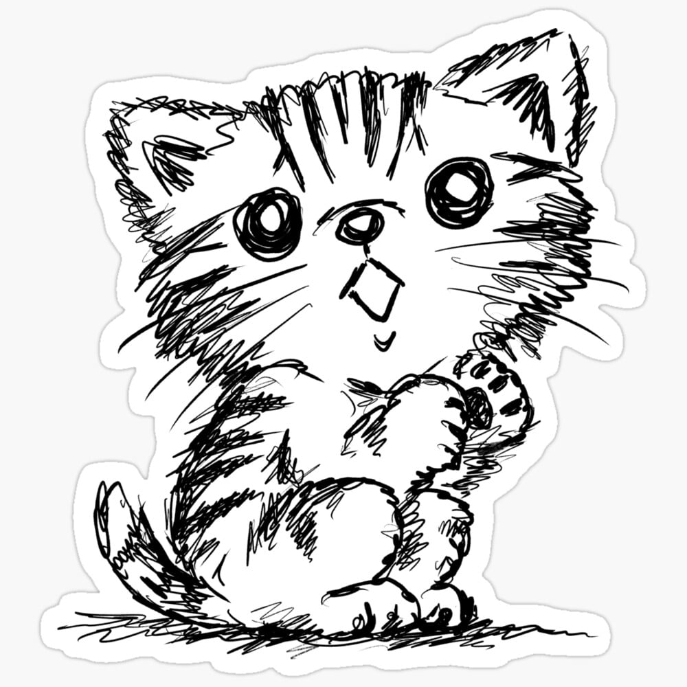 Black And White Sketch Of An American Shorthair Sticker Phone Decal ...