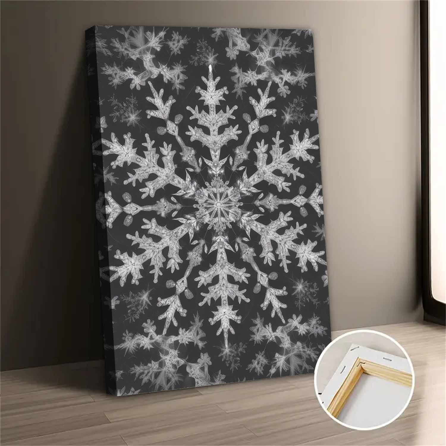 Black And White Snowflake Canvas Wall Art Print - Walmart.com