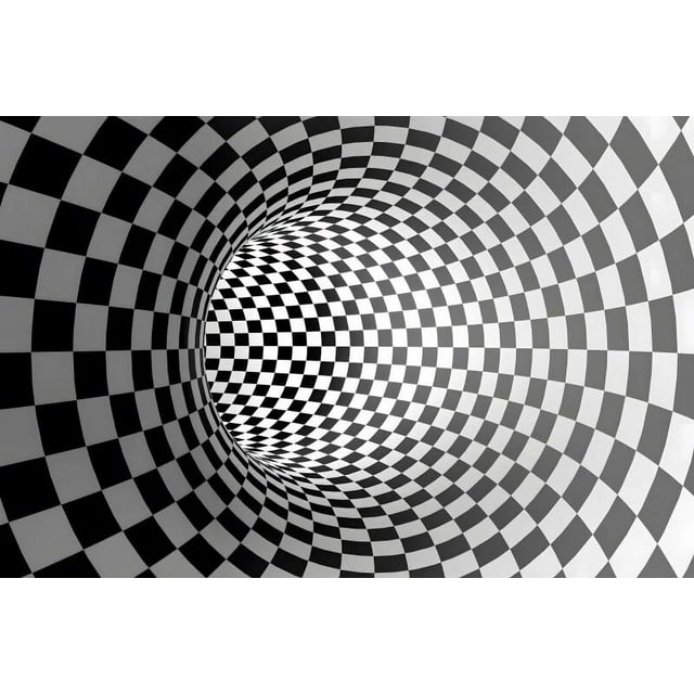 Black And White Spiral Vortex Backdrop 3D Effect Endless Tunnel Striped ...