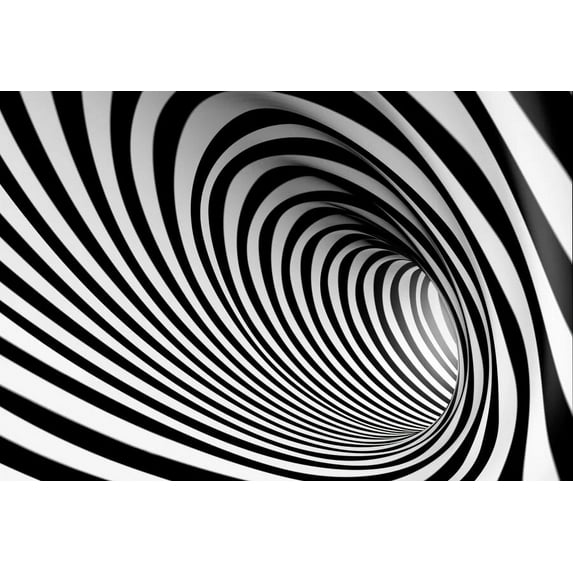 Black And White Spiral Vortex Backdrop 3D Effect Endless Tunnel Striped ...