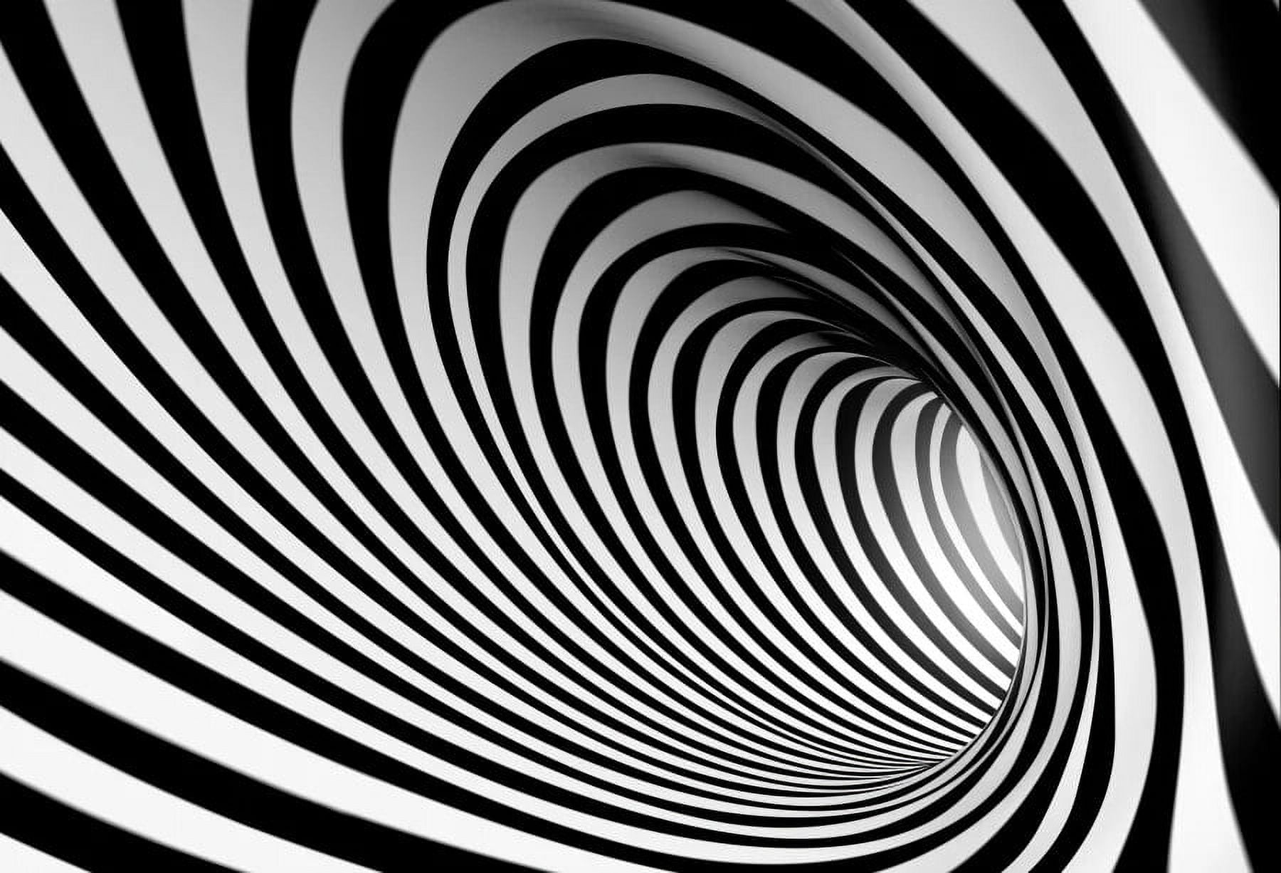 Black And White Spiral Vortex Backdrop 3D Effect Endless Tunnel Striped ...
