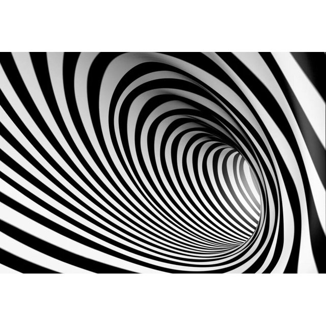 Black And White Spiral Vortex Backdrop 3D Effect Endless Tunnel Striped ...