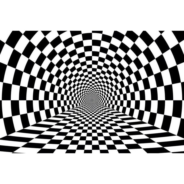 Black And White Spiral Vortex Backdrop 3D Effect Endless Tunnel Striped ...