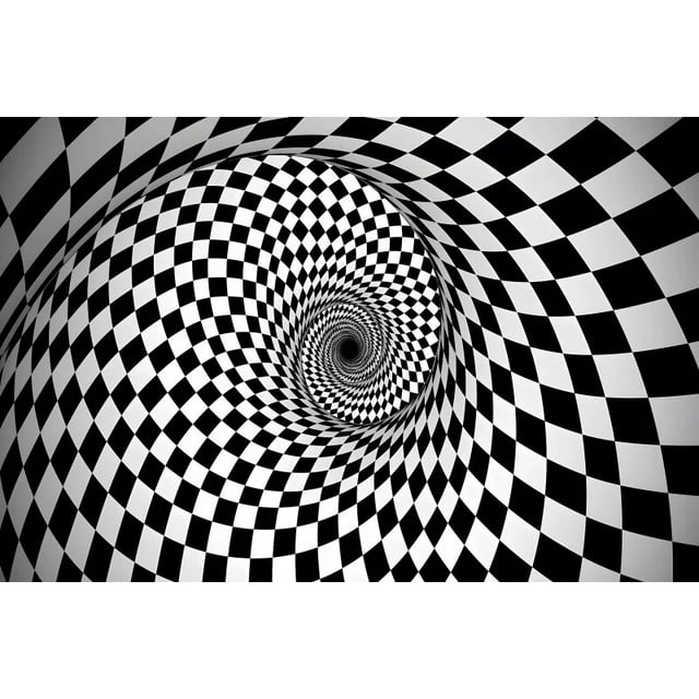 Black And White Spiral Vortex Backdrop 3D Effect Endless Tunnel Striped ...