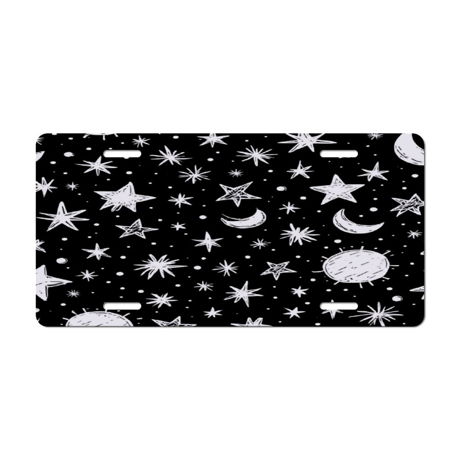 Black And White Starry Night Pattern License Plate Lightweight Aluminum ...