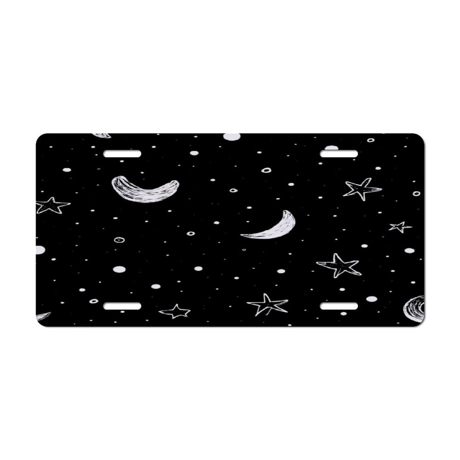 Black And White Starry Night Pattern License Plate Lightweight Aluminum ...