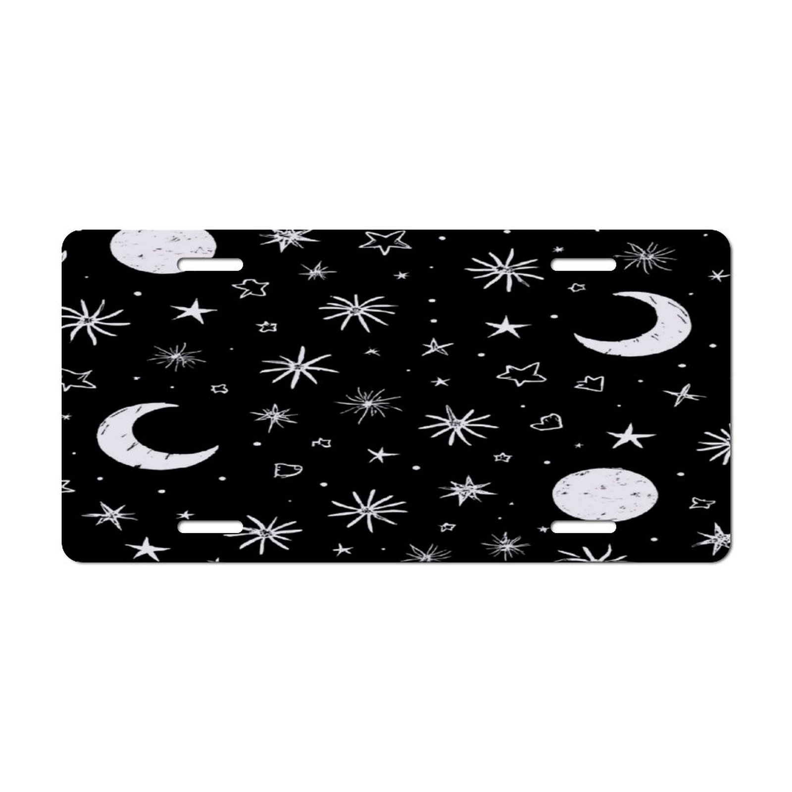 Black And White Starry Night Print License Plate Lightweight Aluminum ...