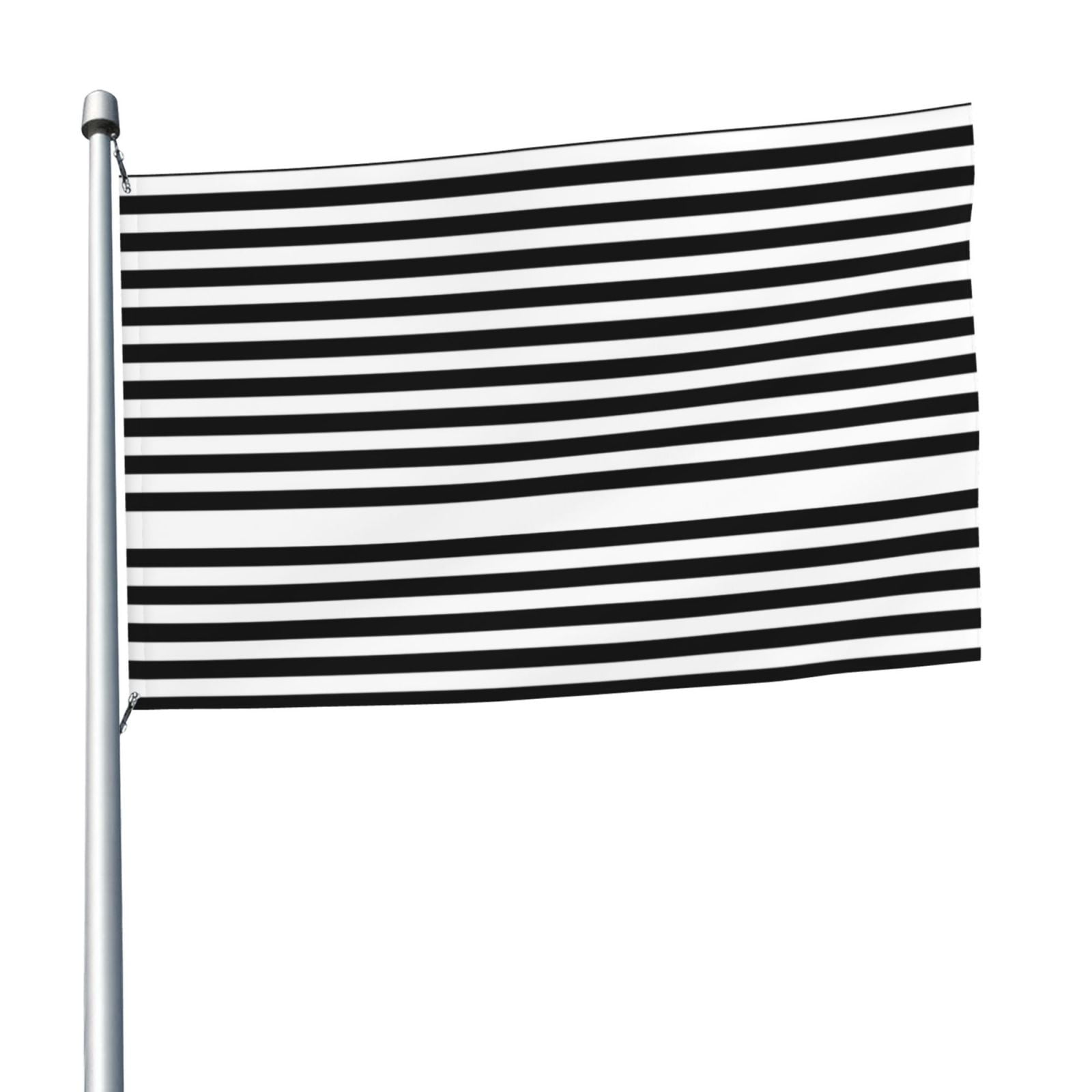 Black And White Stripe Flag 5x8 Ft Print Vivid Color Light-Weighted ...