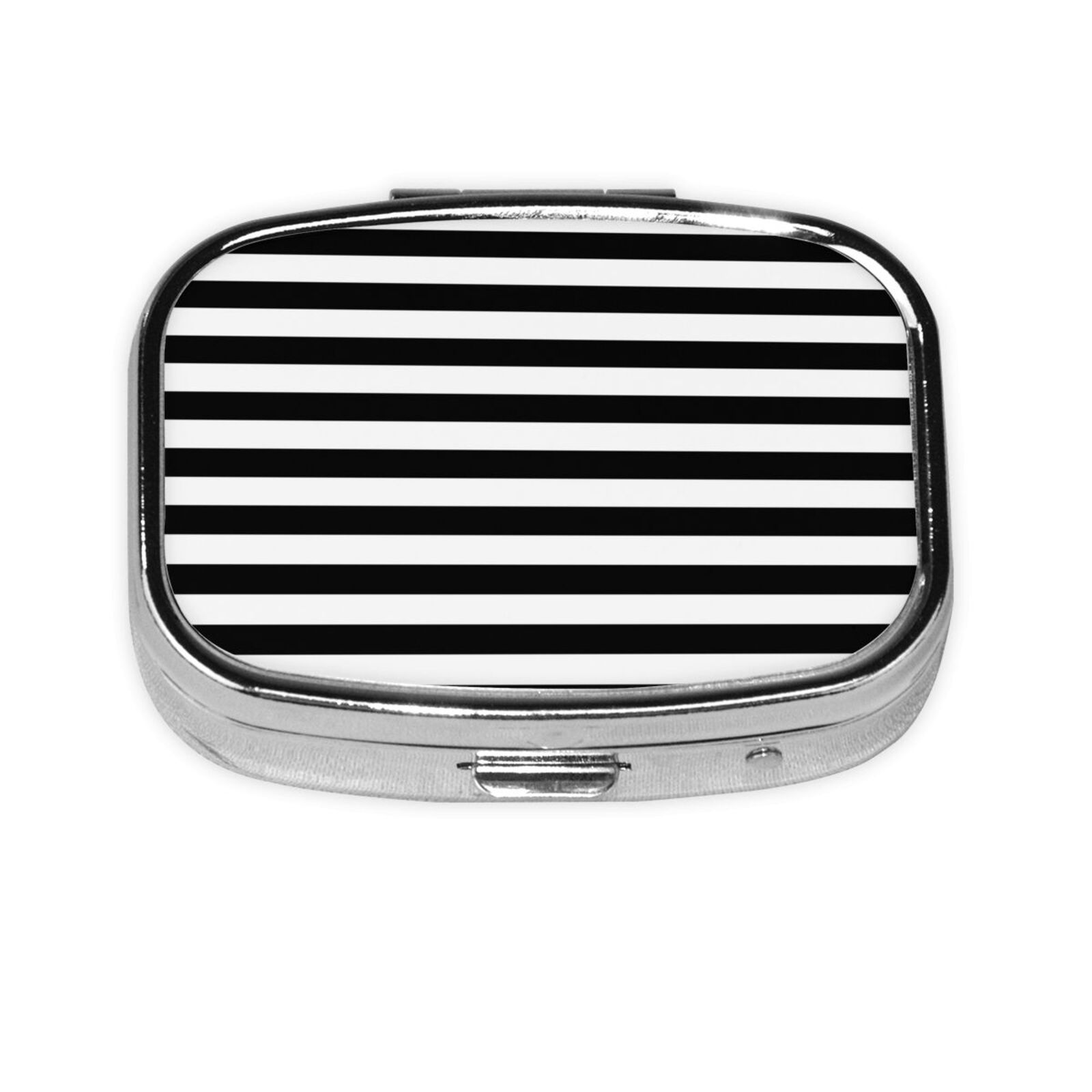 Black And White Stripe Pill Case Pill Box 2 Compartment Medicine Case ...