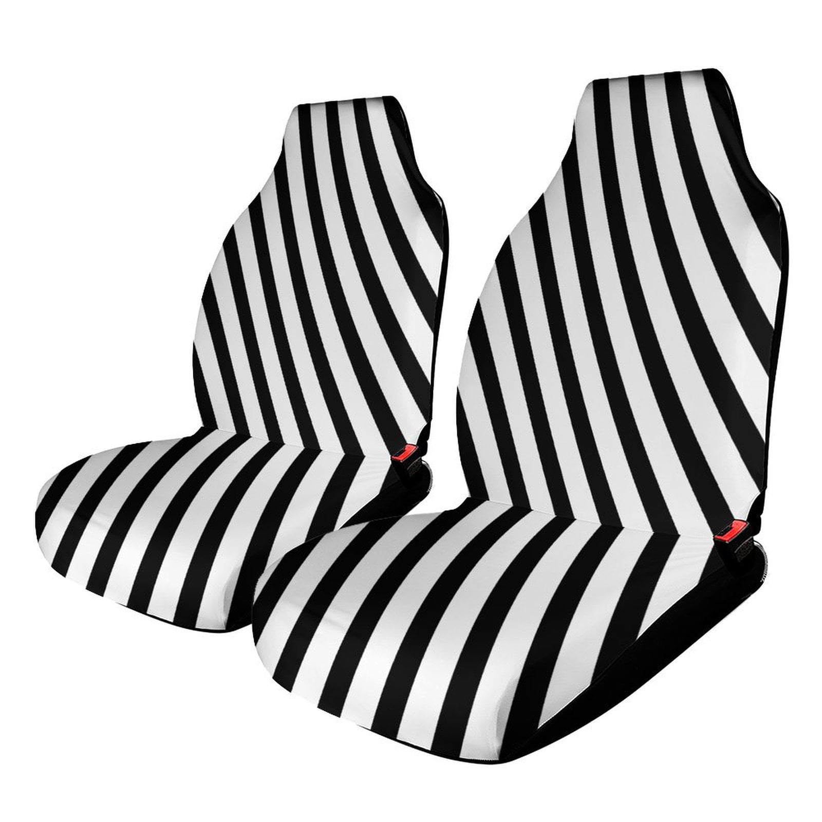 Black And White Striped 1 Car Seat Covers,Universal Auto Front Seats ...