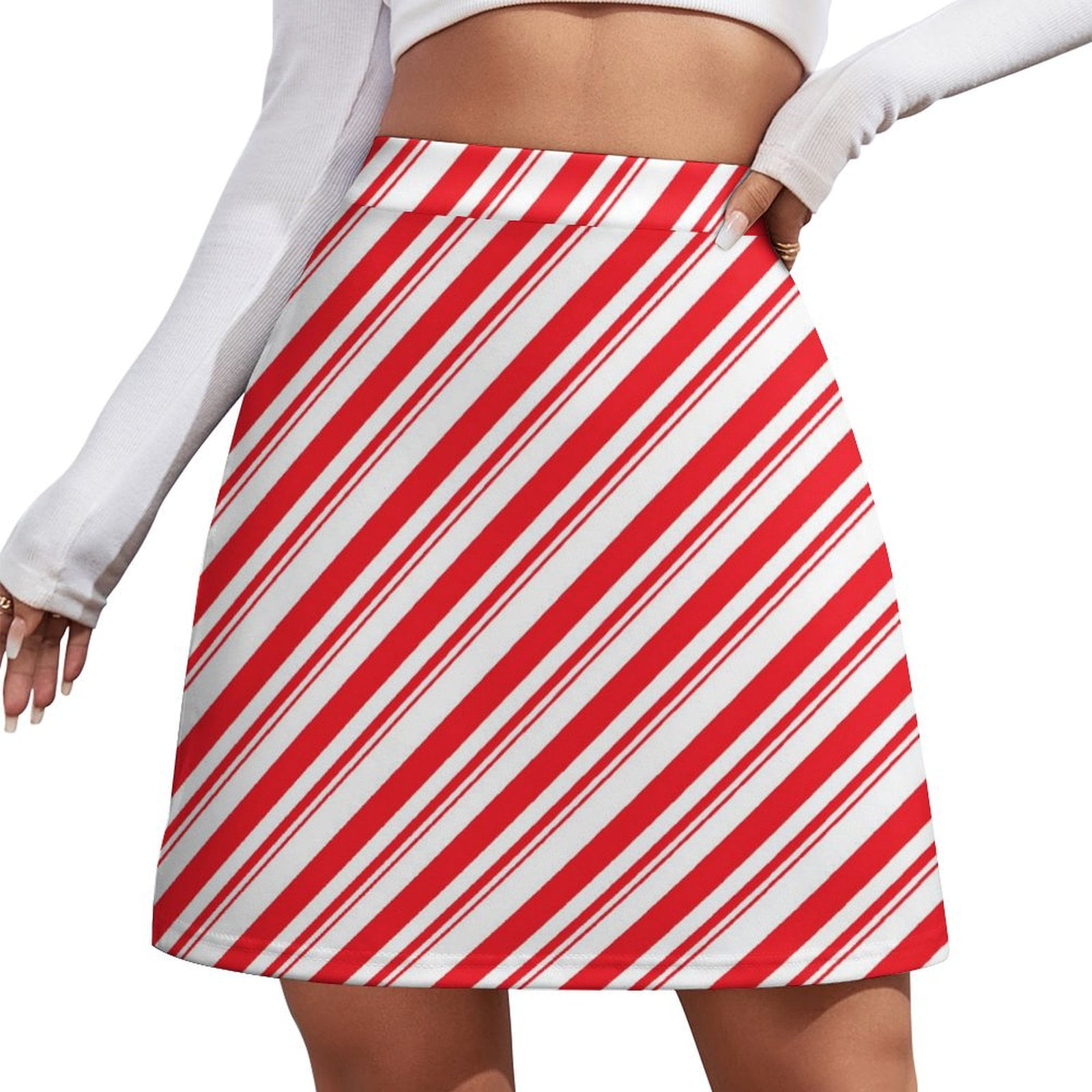 Black And White Striped Skirt Abstract Lines Street Wear Casual Skirts ...