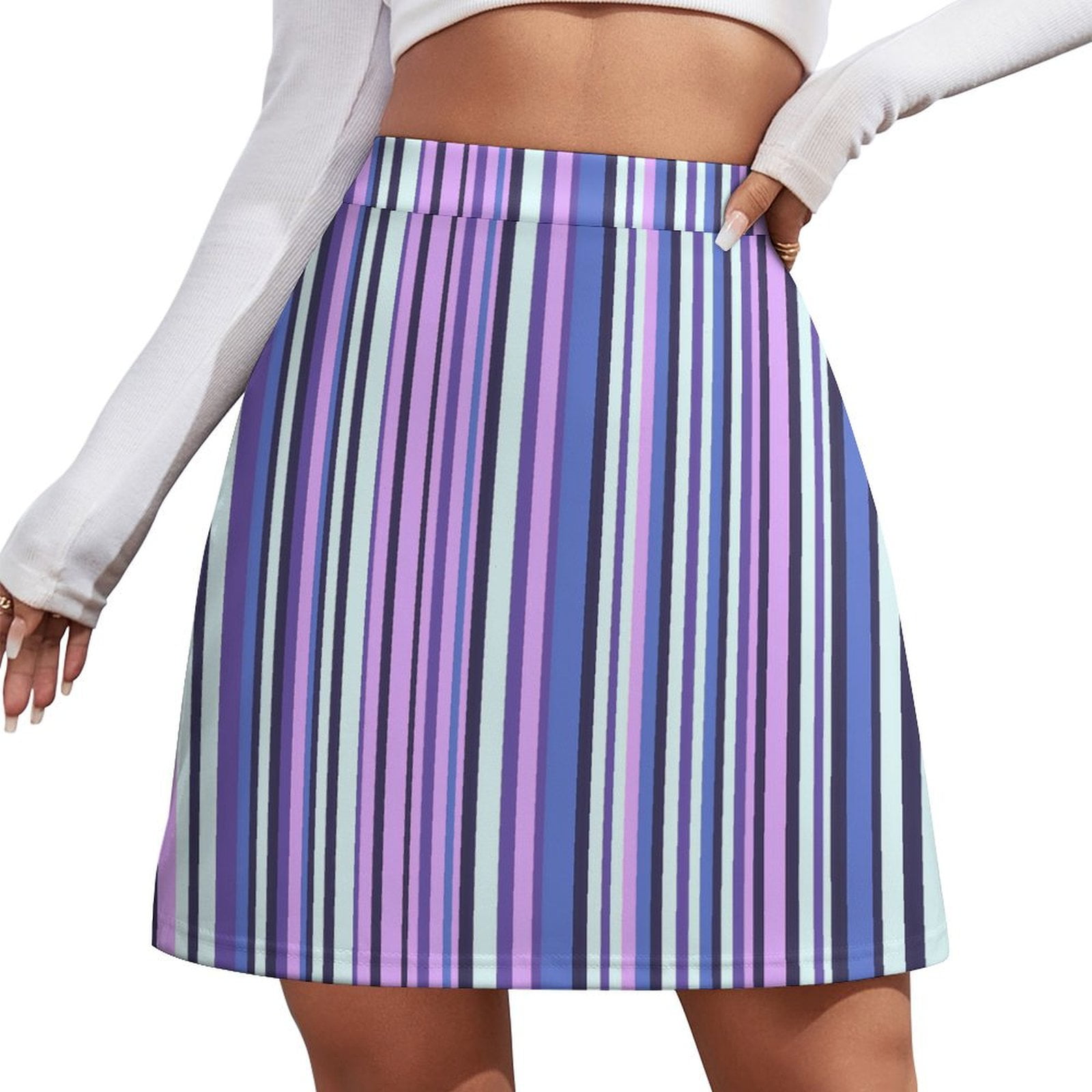 Black And White Striped Skirt Abstract Lines Street Wear Casual Skirts ...