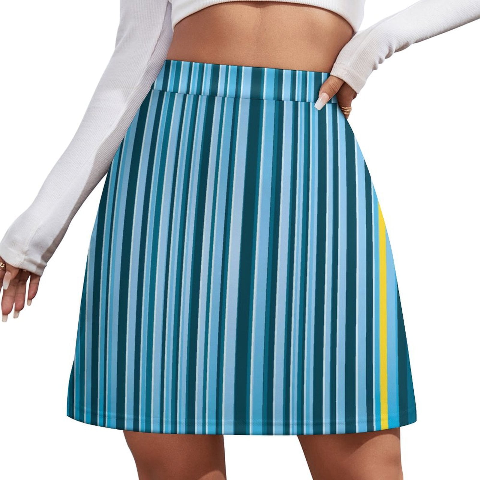 Black And White Striped Skirt Abstract Lines Street Wear Casual Skirts ...