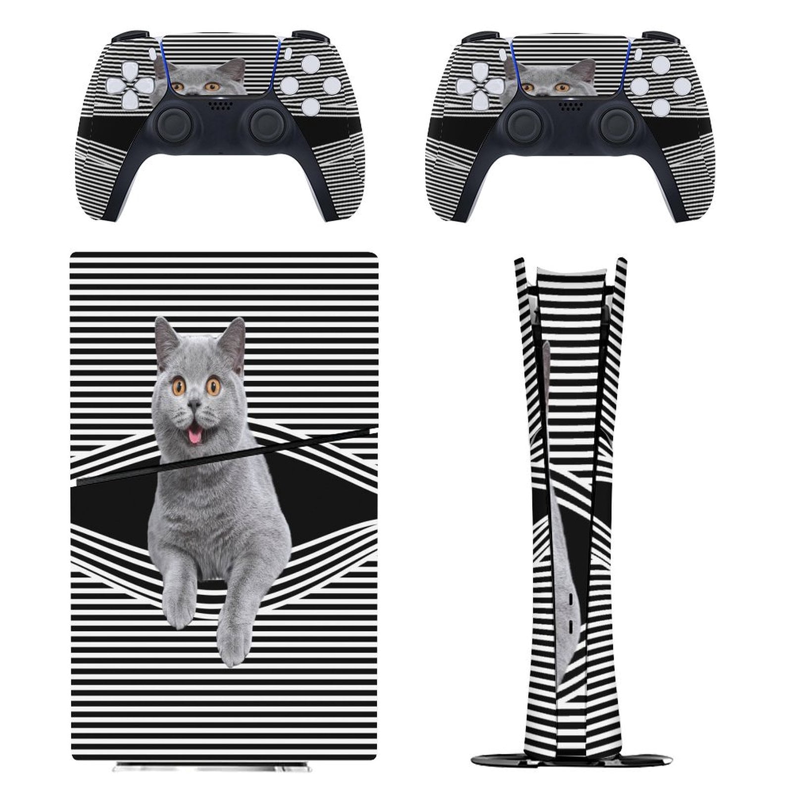 Black And White Stripes British Shorthair Cat PS5/PS5 Slim Digital Disc ...