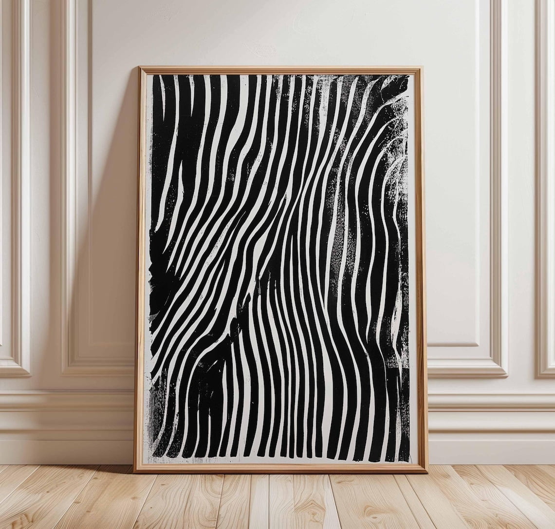 Black And White Stripes Poster, Abstract Wall Art, Minimalist Design ...