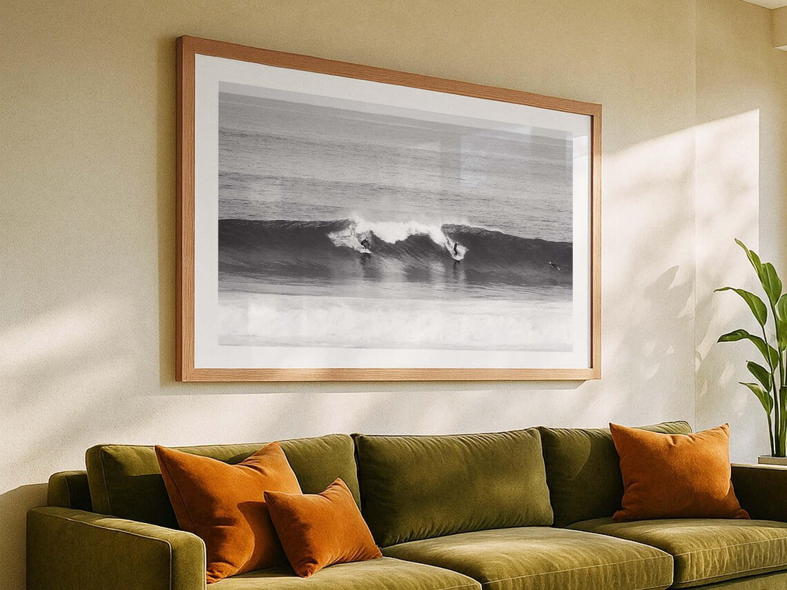 Black And White Surf Print, Ocean Photography, Surfing A Wave Photo ...