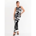 Black And White Swirl Print Sleeveless Bodycon Maxi Dress For Women ...
