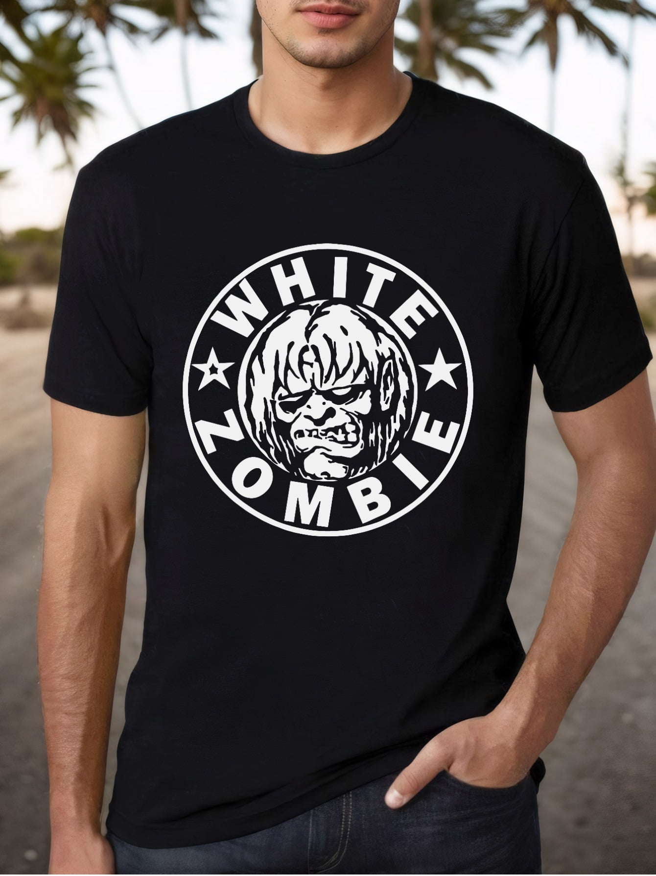 Black And White T-Shirt Featuring The White Zombie Logo Version 1 ...