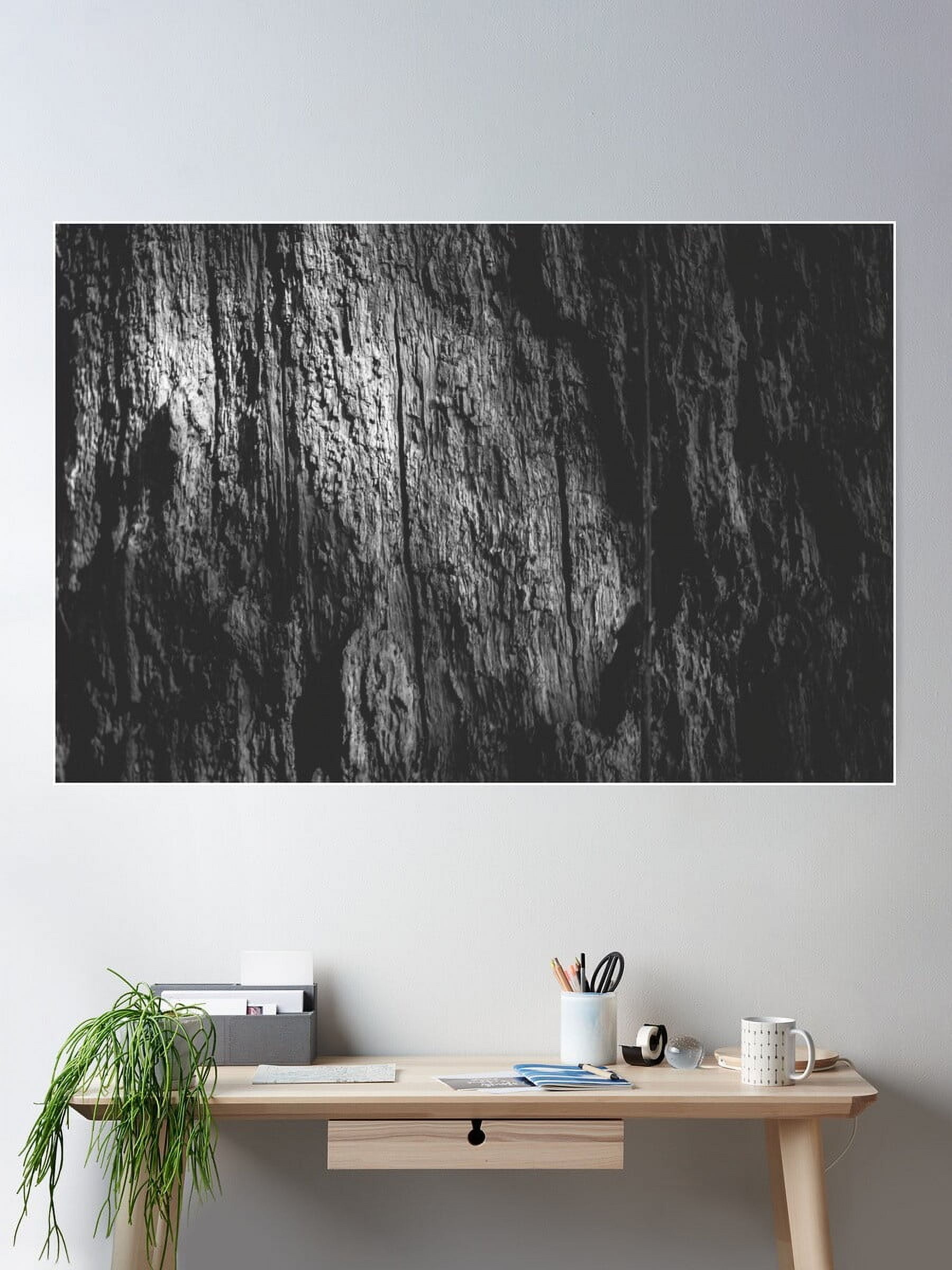 Black And White Textured Tree Bark Poster Wall Art, Modern Wall Decor ...