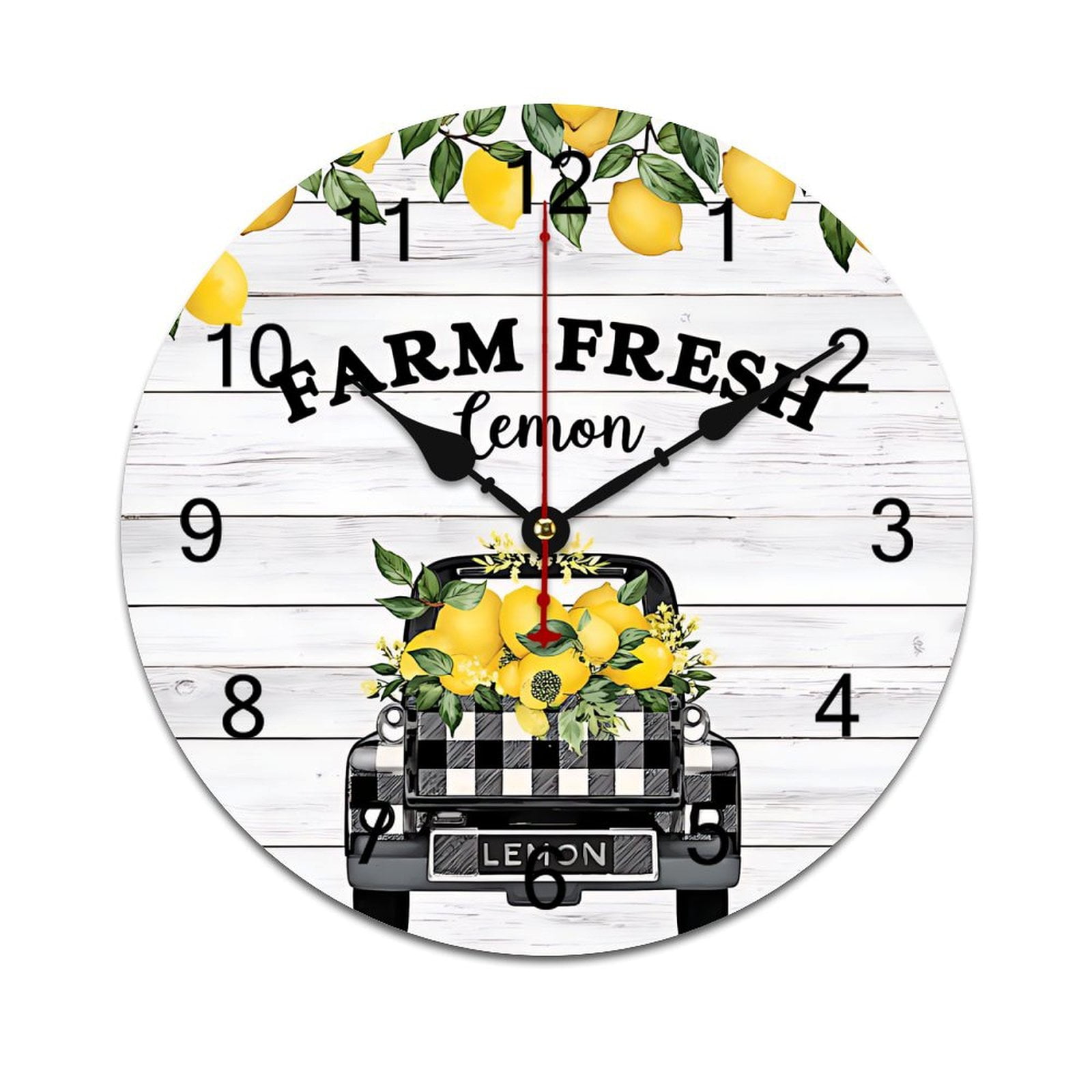 Black And White Truck Lemons Word Saying Big Wall Clock Home Decor Art ...