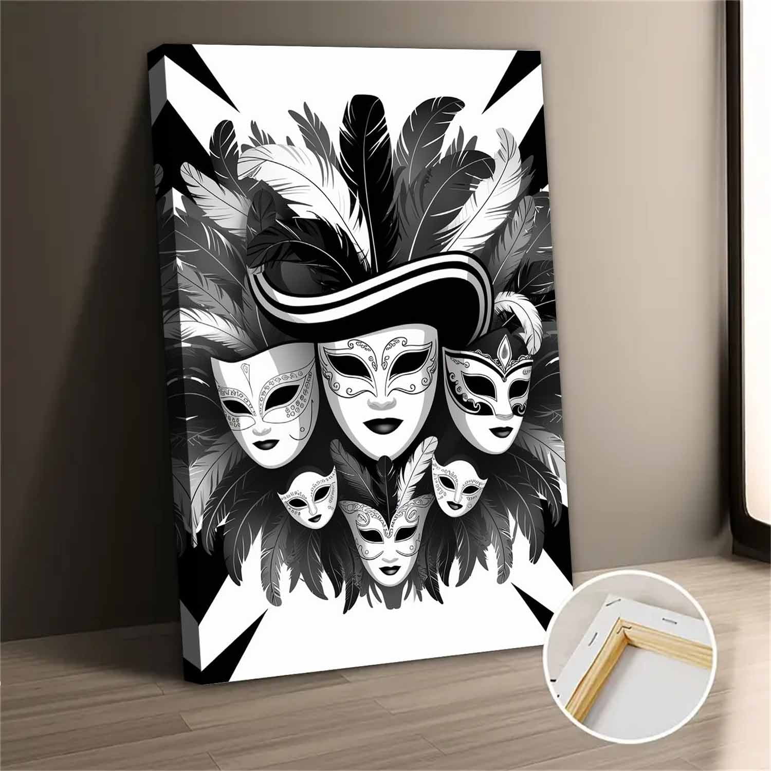 Black And White Venetian Masks Canvas Wall Art - Walmart.com