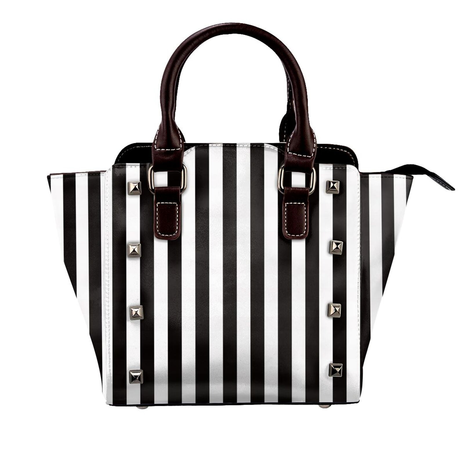 Black And White Vertical Rivet Fashion One-Shoulder Women's Handbag ...