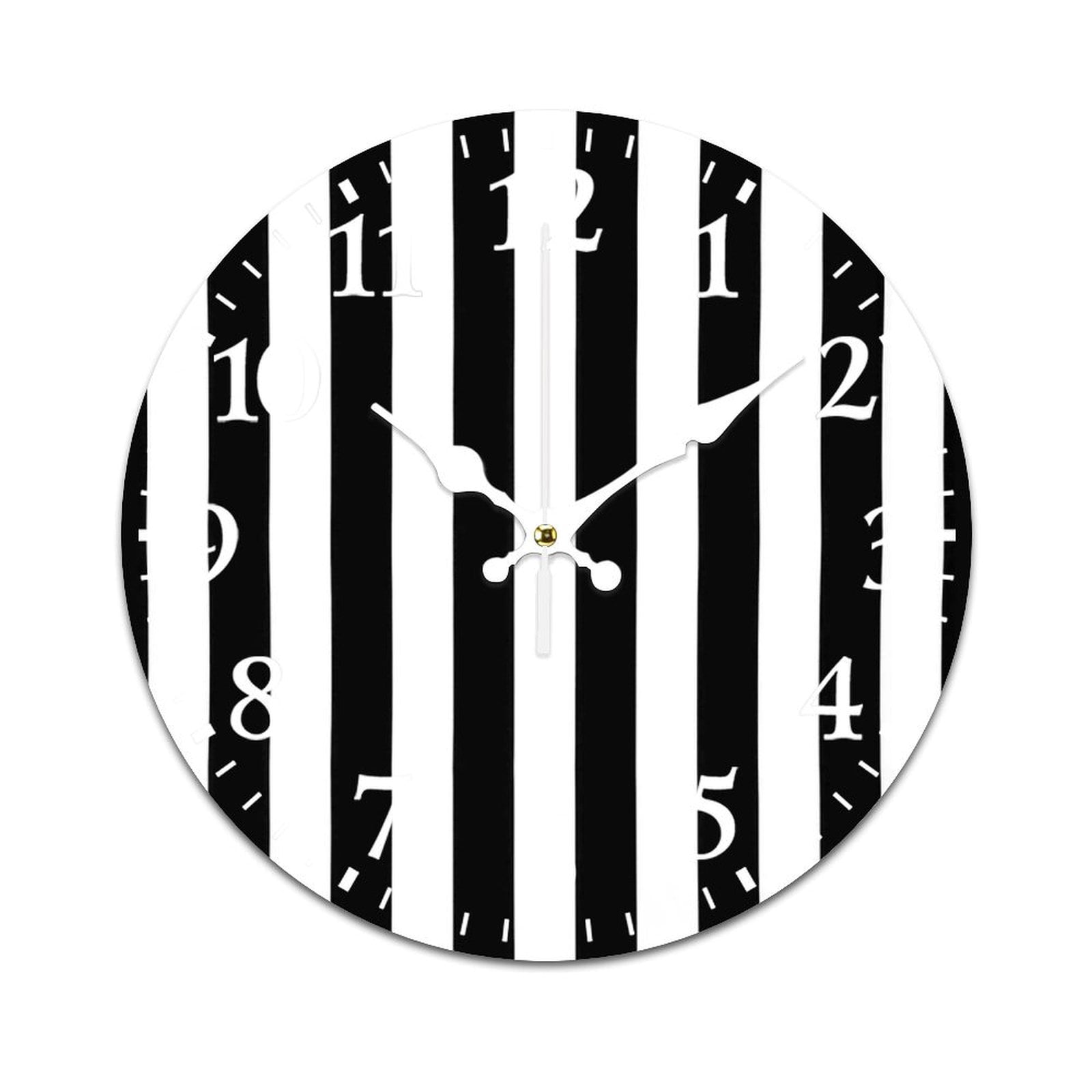 Black And White Vertical Stripes Wall Clock Modern Design Clocks Wall Hanging Home Office School ...
