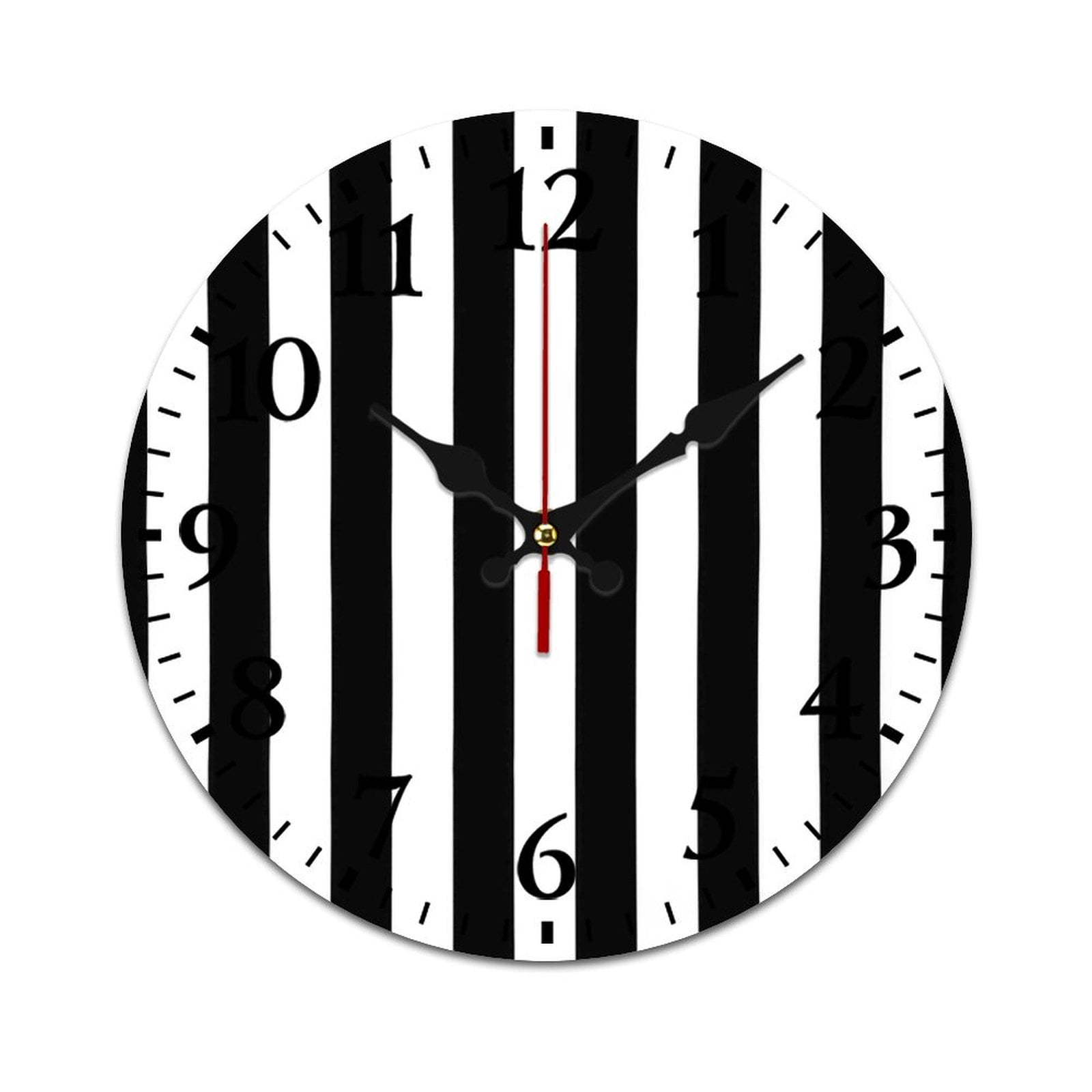 Black And White Vertical Stripes Wall Clock Modern Design Clocks Wall ...