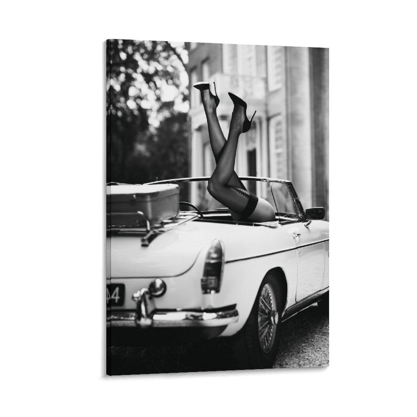 Black And White Vintage Fashion Car Sexy Stockings Women Legs Poster ...