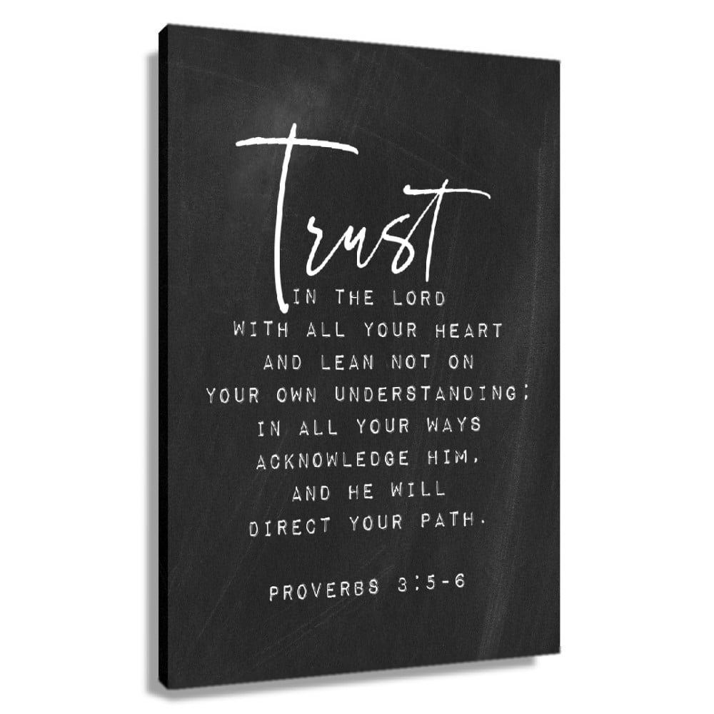 Black And White Wall Art Proverbs 3 5-6 Wall Art Bible Verse Poster ...