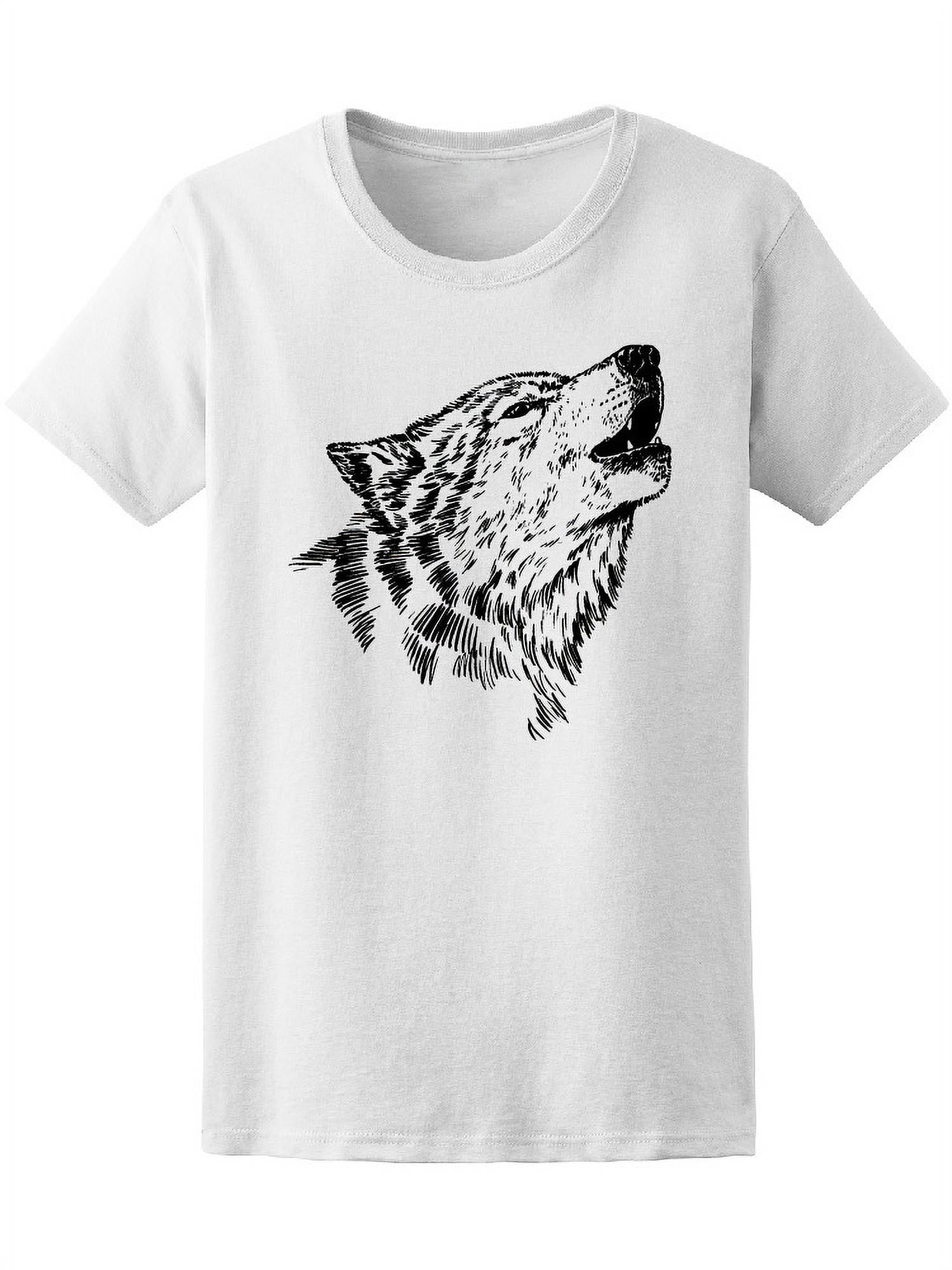 Black And White Wolf Howling T-Shirt Women -Image by Shutterstock ...