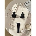 Black And White Womens Micro Triangle Bikini Set With Contrast Trim ...