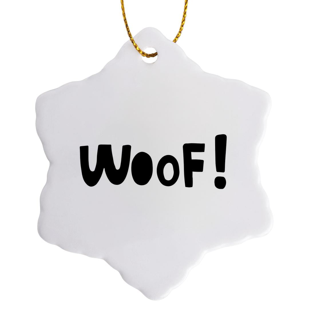 3drose, Black and White Woof Gift for Dog Lovers, 3 inch Snowflake ...