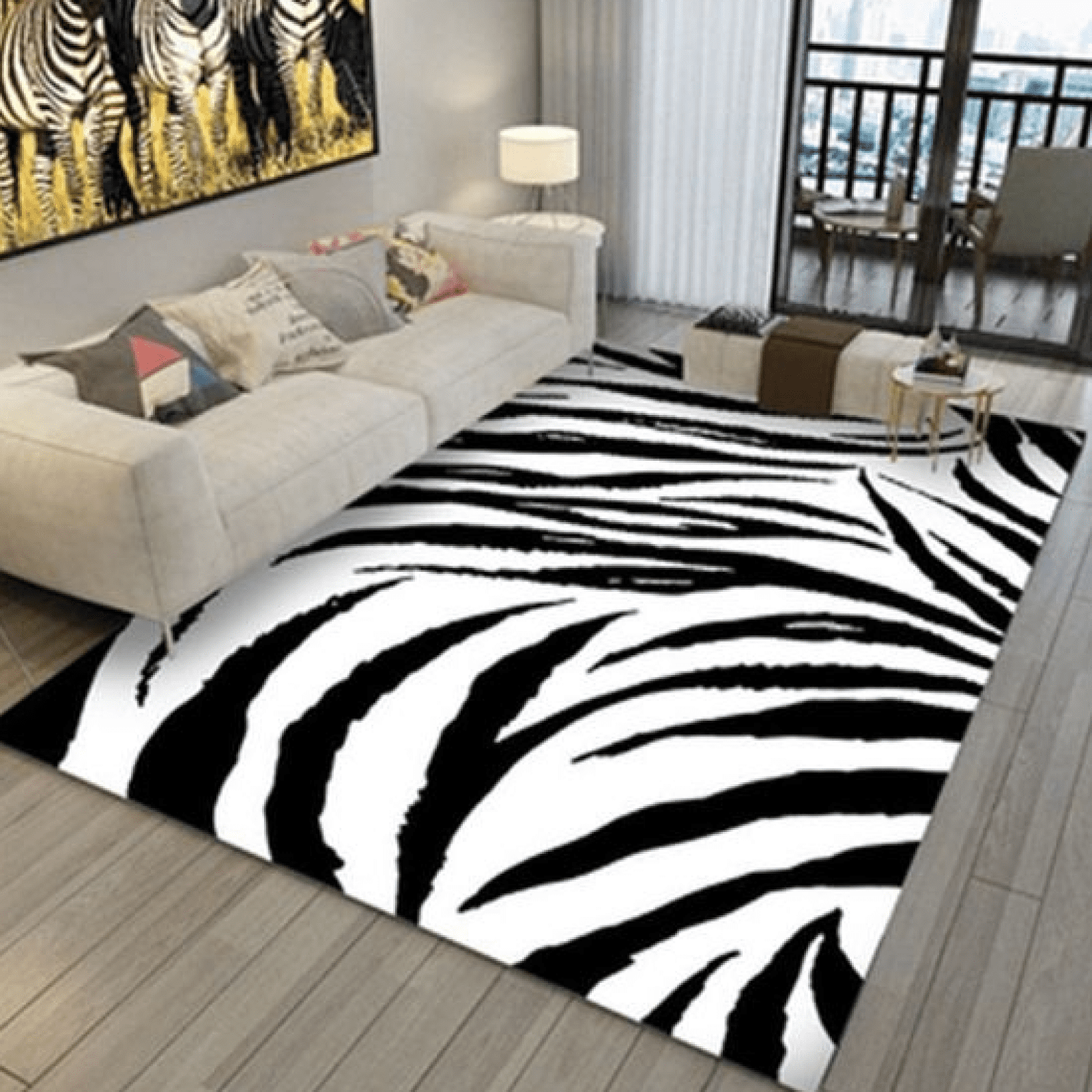 Black And White Zebra Area Rugs, Modern Abstract Art Rug, Irregular ...